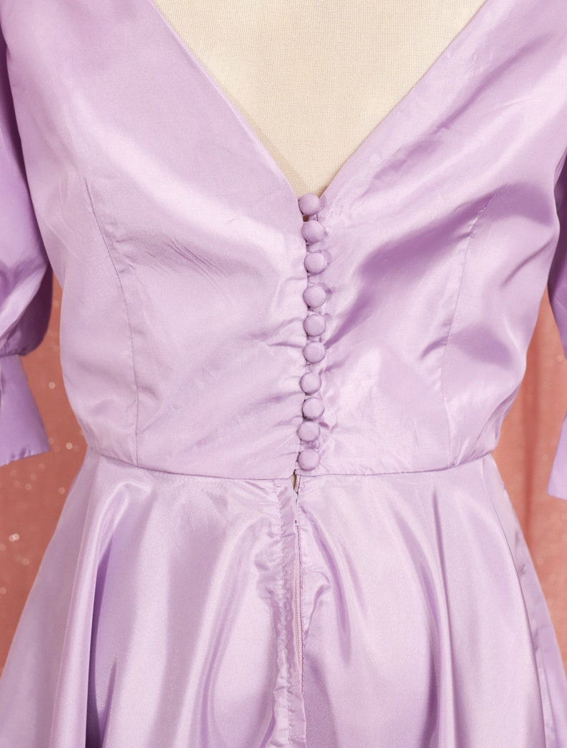 80s Pastel Purple Prom Dress With Puffy Sleeves and Zip and Button Back ...