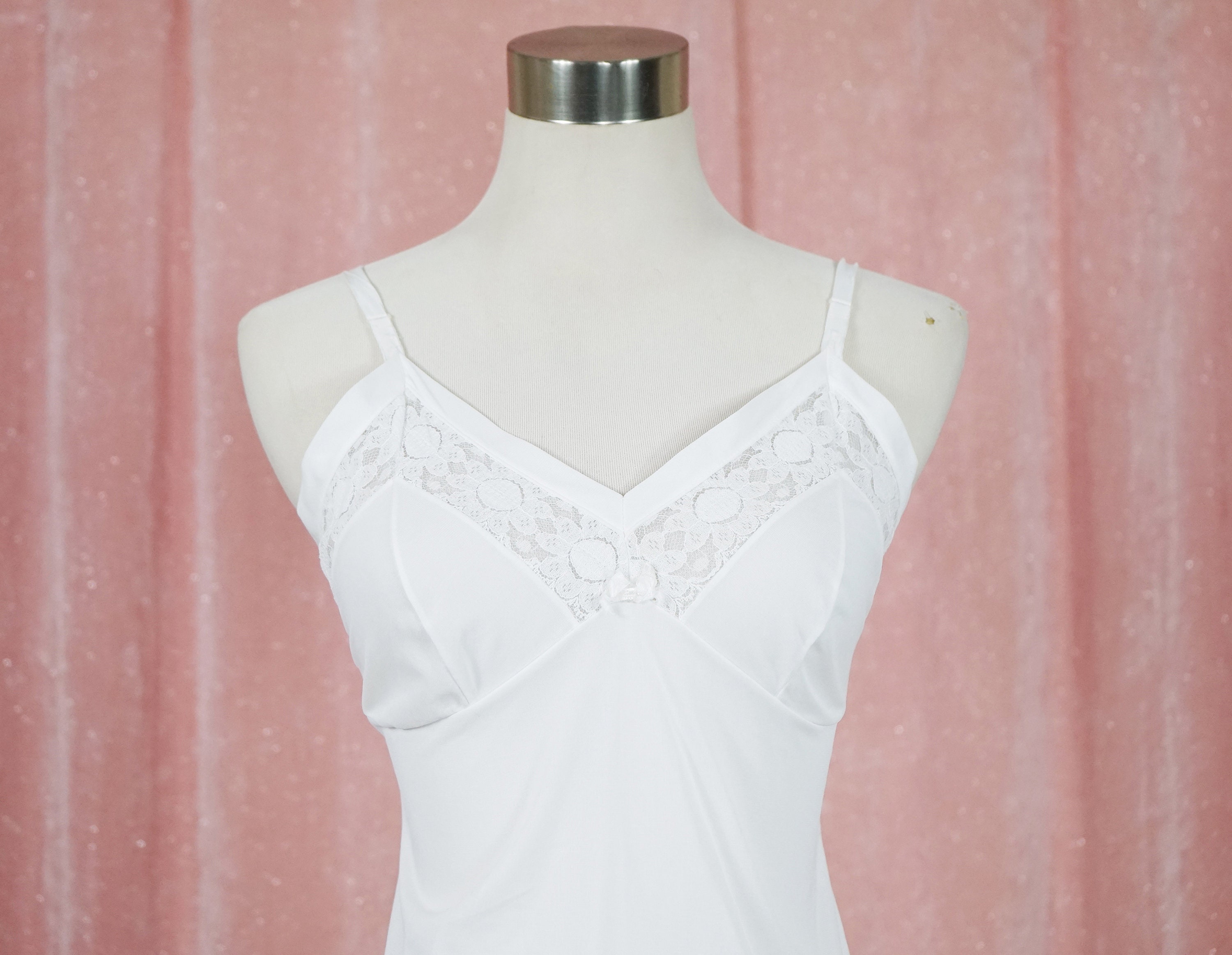 White 90s Semi Sheer Slip With Adjustable Straps - Etsy Australia