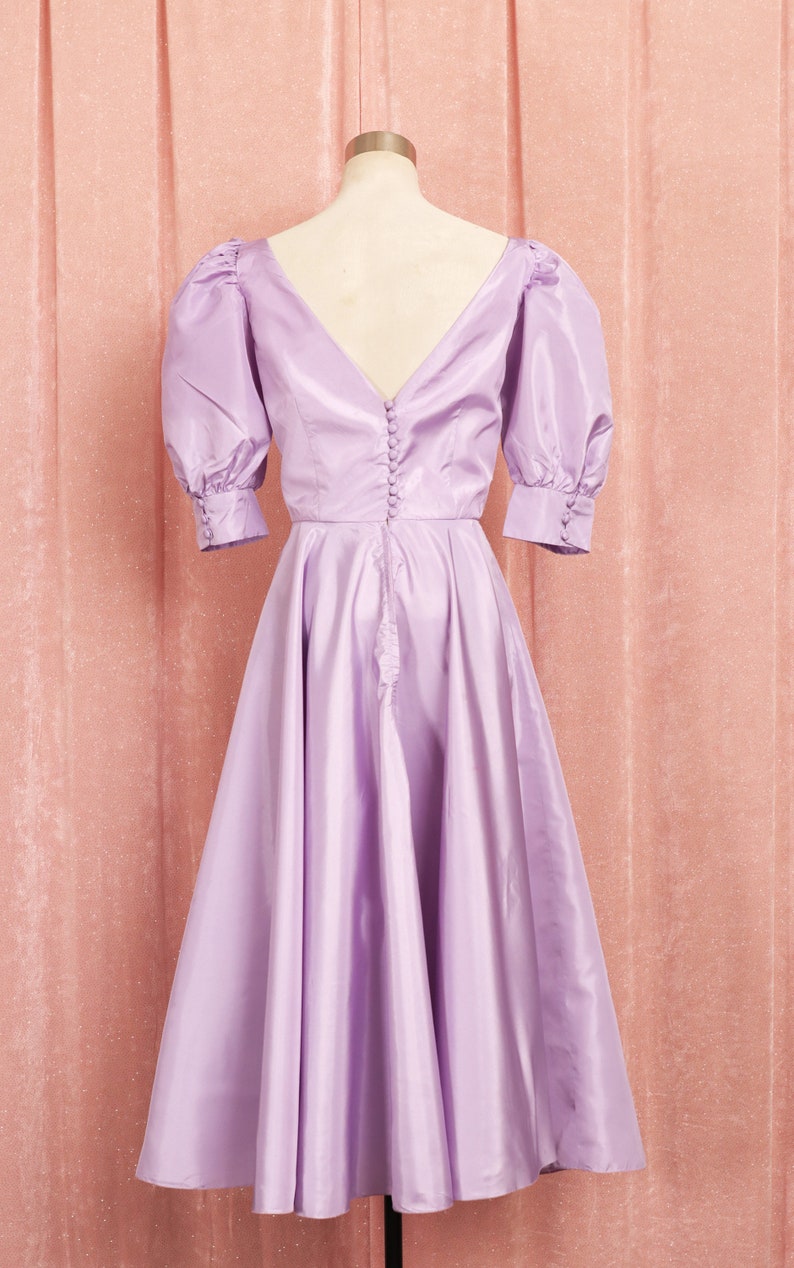 80s Pastel Purple Prom Dress With Puffy Sleeves and Zip and Button Back ...