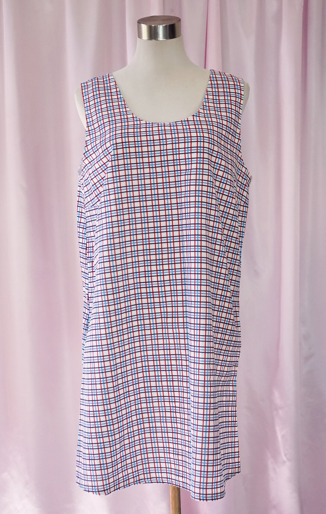 60s Style Mod Plaid Print Shift Dress Pinafore - Etsy
