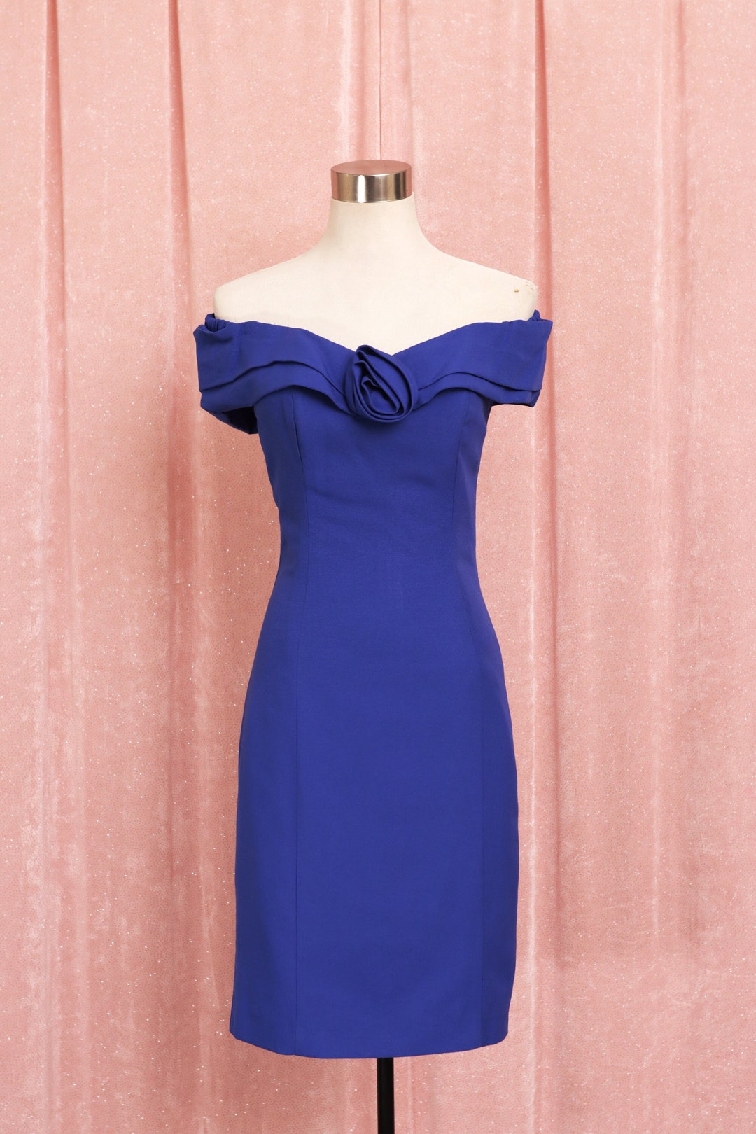 Vintage Electric Blue Party Prom Dress With Rose Detail the Nanny - Etsy