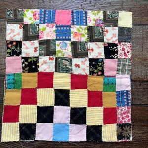SIX Vintage Postage Stamp Patchwork Quilt Squares for Repurposing, and ...