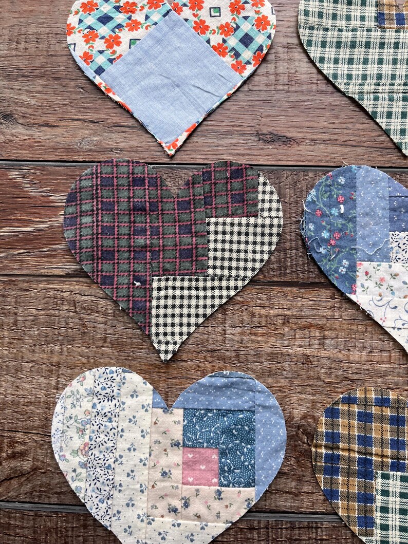 Vintage Quilt Top Hearts: Appliqué Craft Pieces, Sewing Embellishments ...