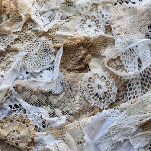 30 Pieces of Vintage Lace Scrap Pack, Crochet and Crocheted Edging for ...