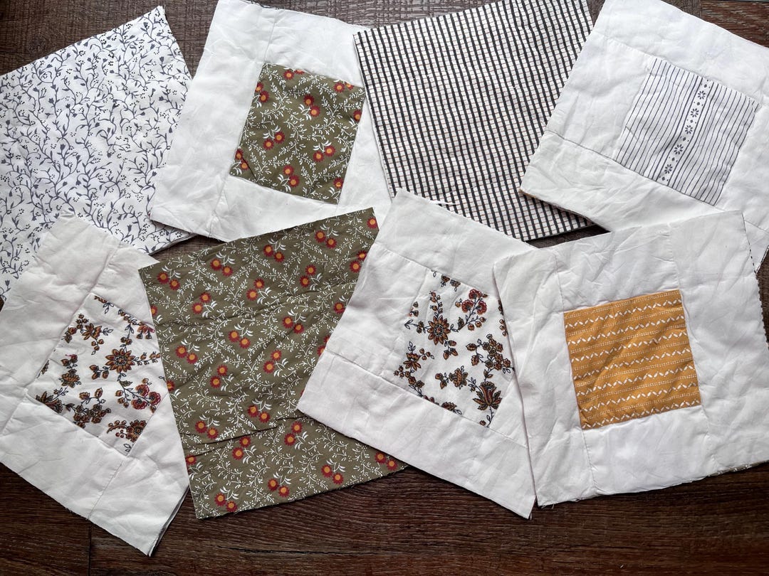 Eight Vintage Cutter Quilt Pieces, Hand Quilted Patchwork Quilt Squares ...