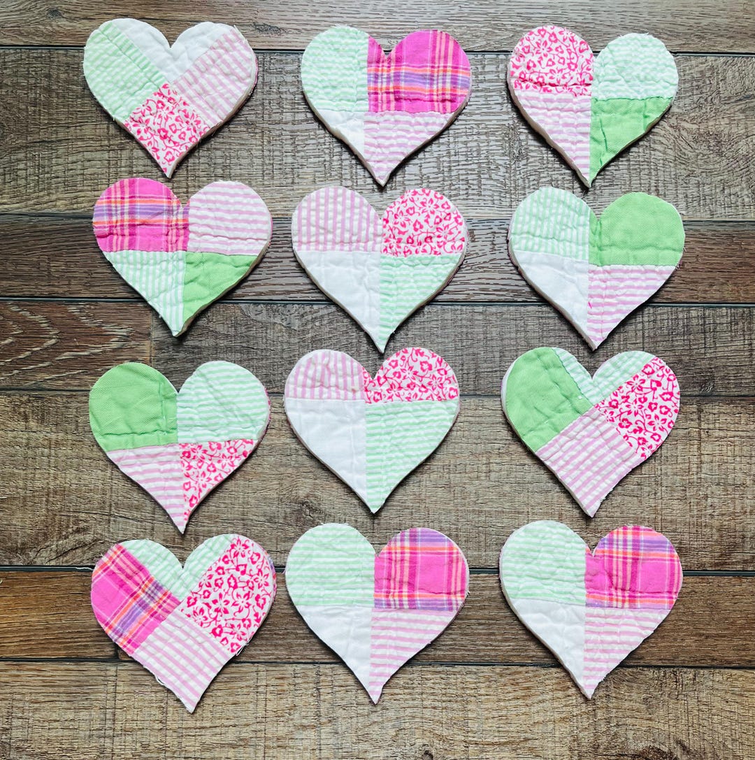 Antique Quilted Hearts: Distressed Vintage Appliques for Crafts - Etsy