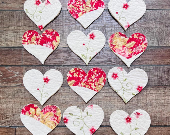 Antique Quilted Hearts: Distressed Vintage Appliques for Crafts - Etsy