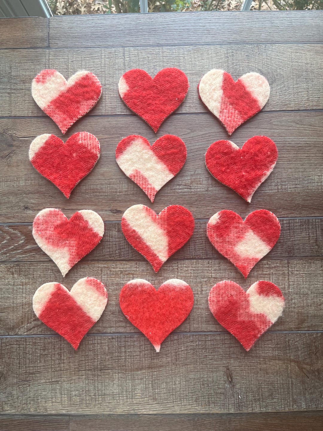 12 Felted Red and White Wool Heart Appliques for Crafting - Etsy