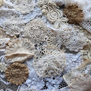 30 Pieces of Vintage Lace Scrap Pack, Crochet and Crocheted Edging for ...
