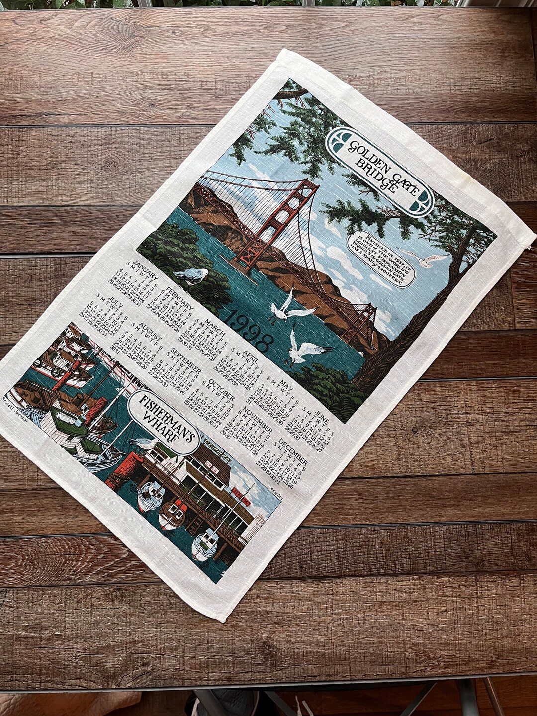 Vintage 1998 Calendar Golden Gate Bridge California Towel - Etsy