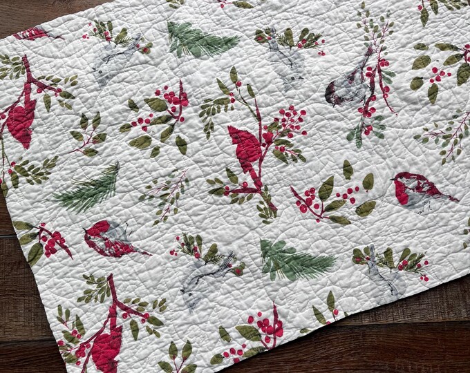 Vintage BIRDS Winter Quilt Piece Fabric Remnants Bundle, Quilted Cotton ...