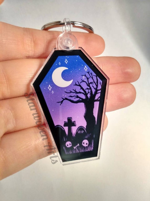 Pastel Goth Graveyard Coffin Keychain - Etsy