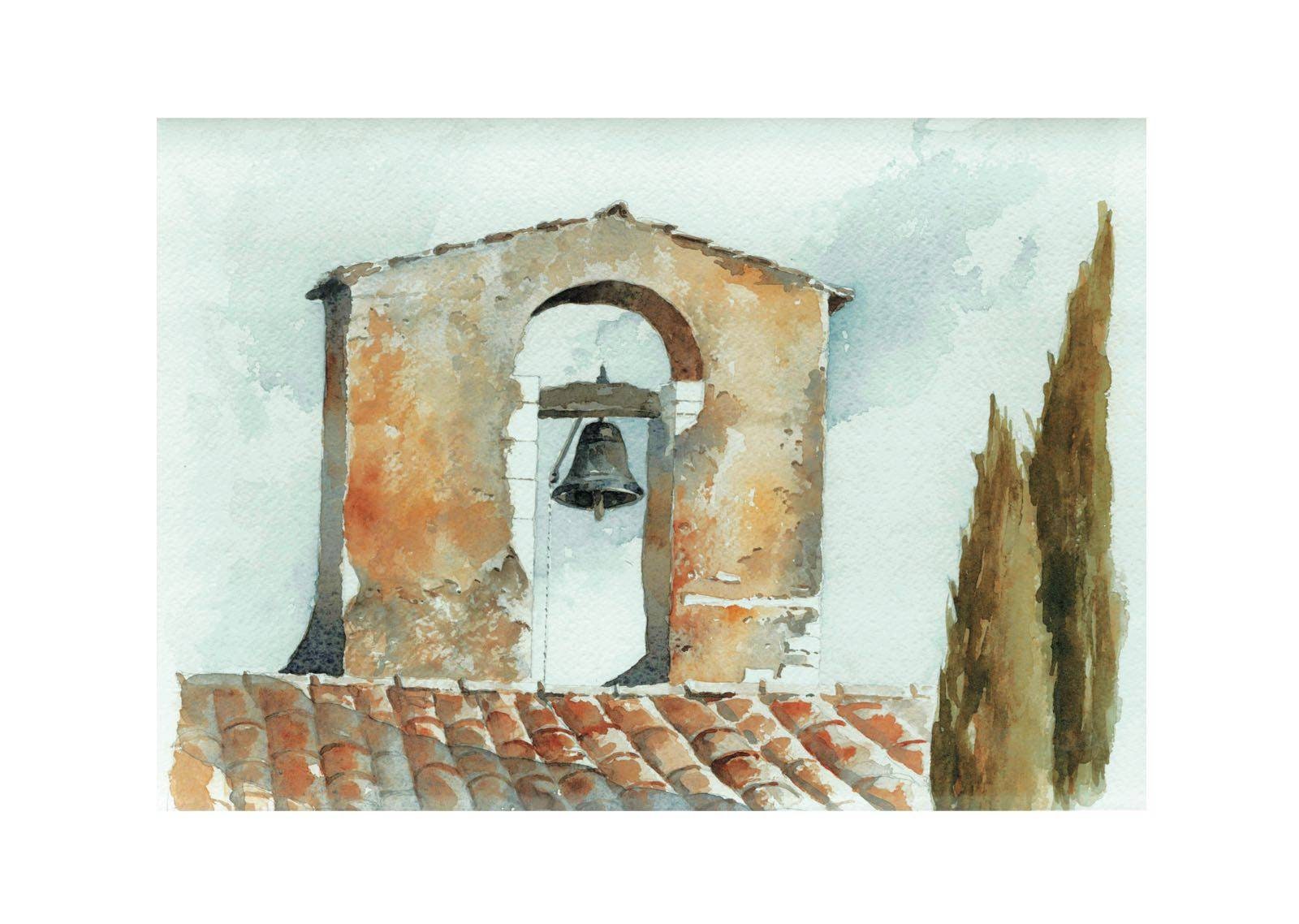 Bell Tower - Watercolor Print - Etsy