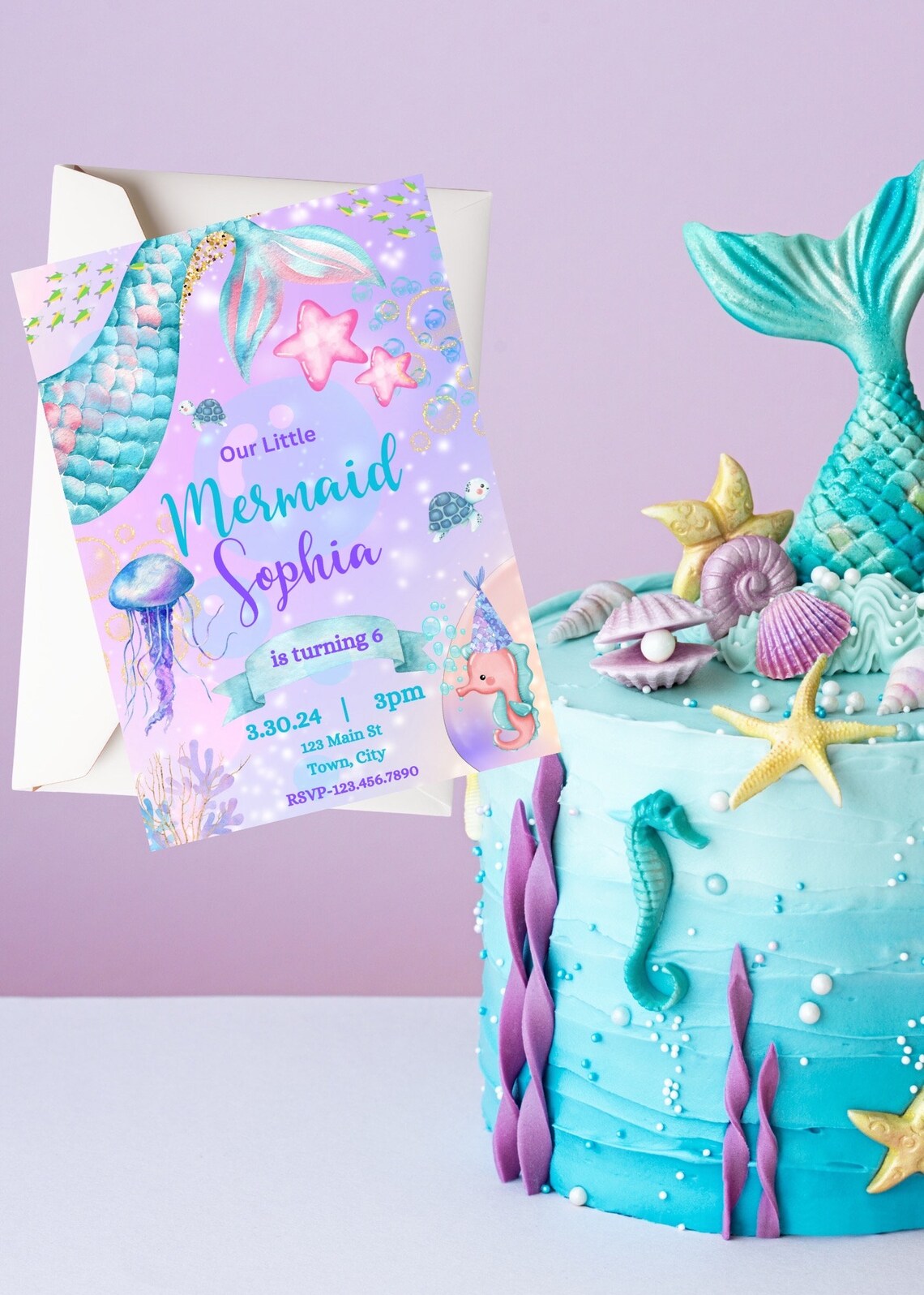 Mermaid Birthday Digital Invitation - Etsy