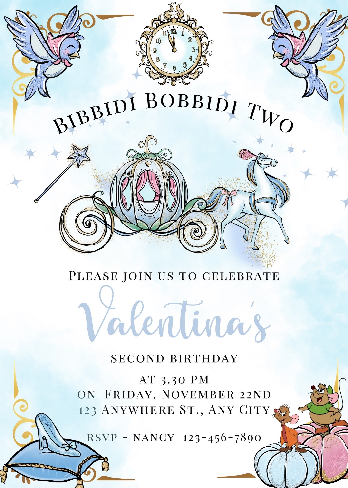 Bibbidi Bobbidy Two Digital Invite - Etsy