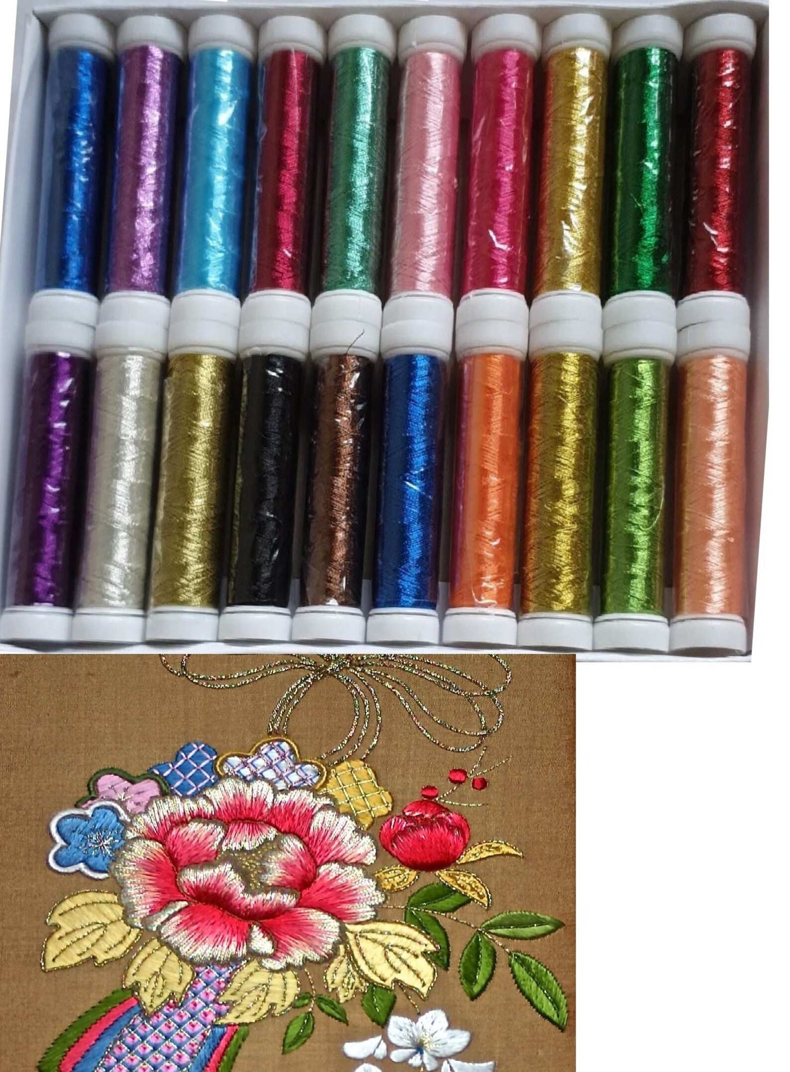 Metallic Thread 30 Spools/ 200m / Embroidery, Bobbin Lace, Cross Stitch ...