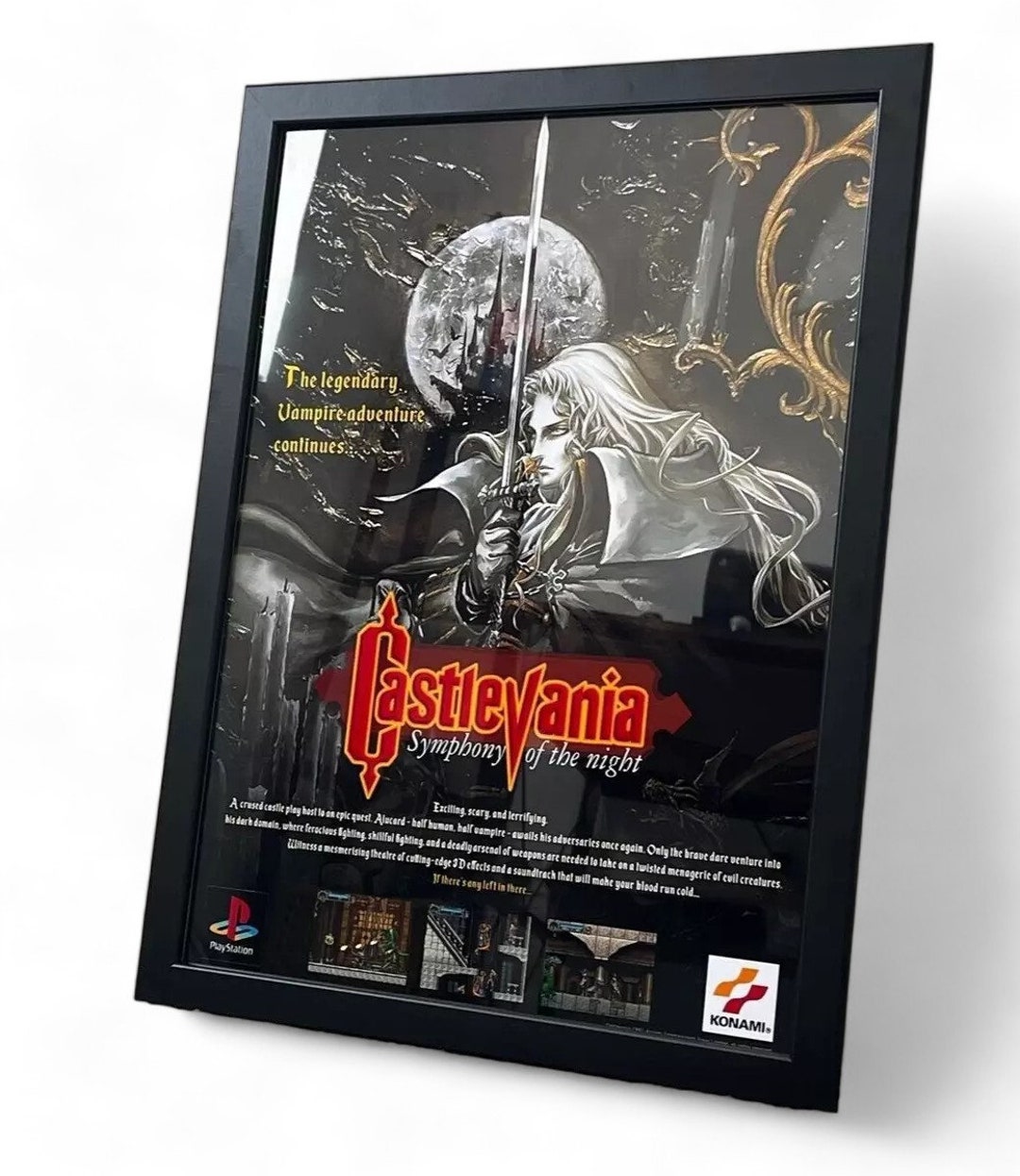 Framed Castlevania SOTN Playstation PS1 Promotional Advert Poster ...