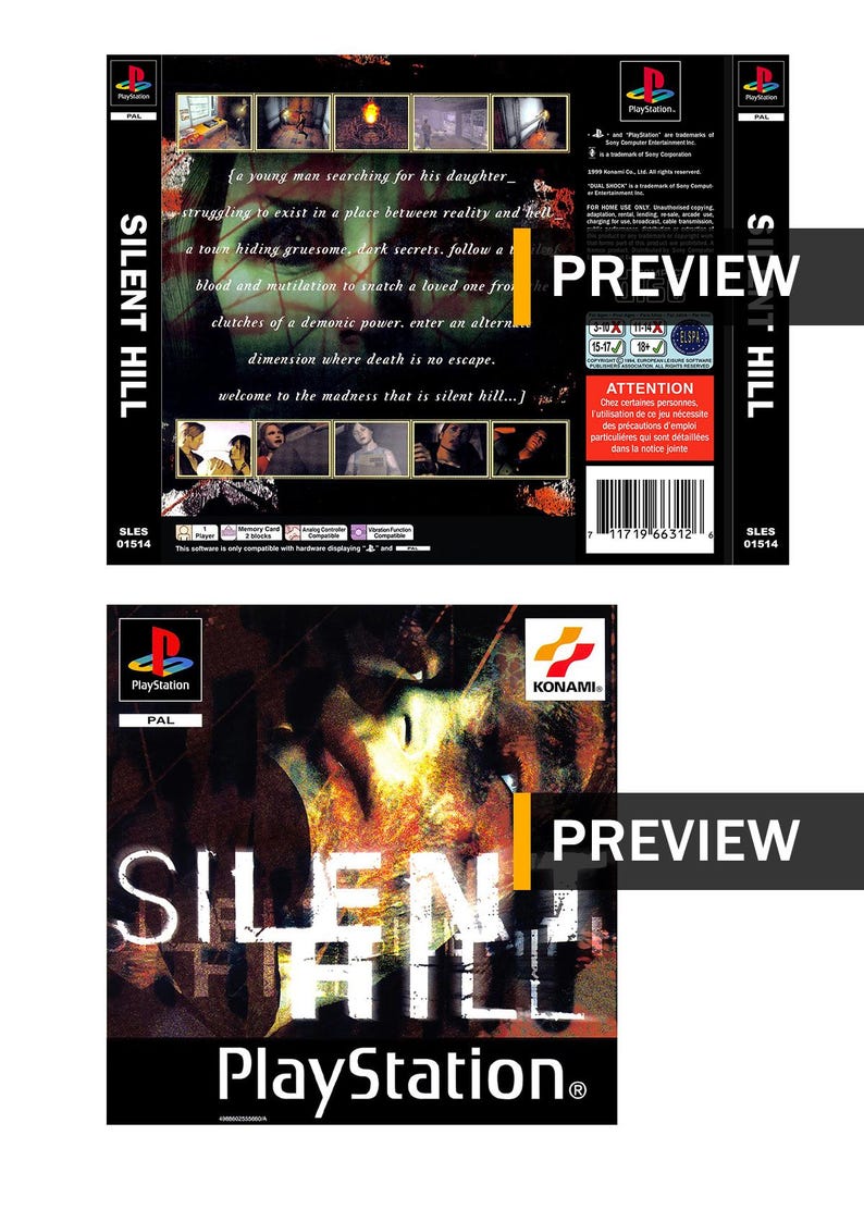 PS1 Playstation Replacement Box Art Inlays Covers Retro Silent Hill ...