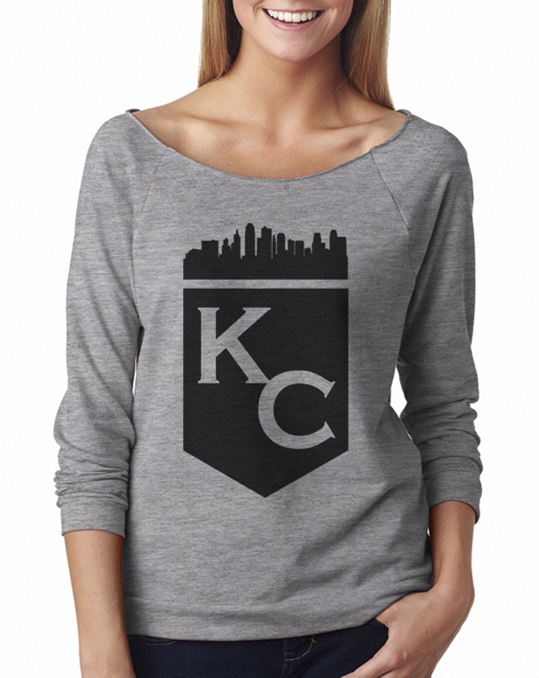Womens Kansas City Light Weight Raglan - 3/4 Sleeve Oversized Neck ...