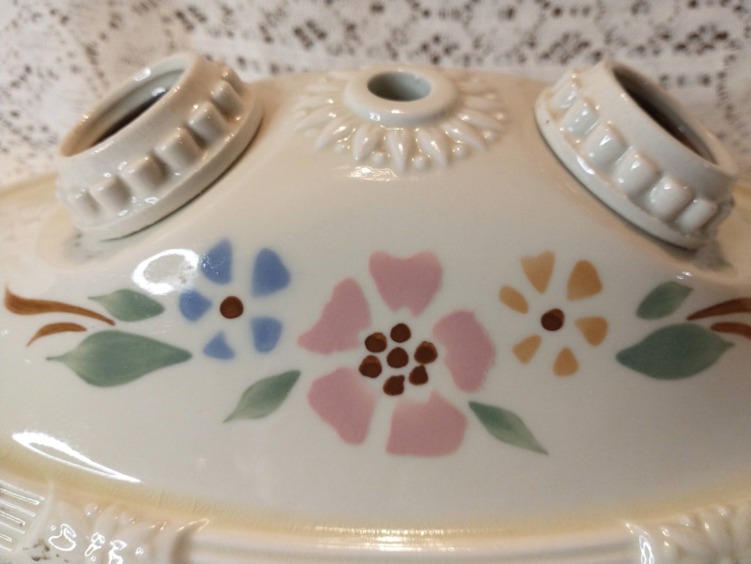 Art Deco Porcelain Ceiling Light, Floral Motif - Etsy