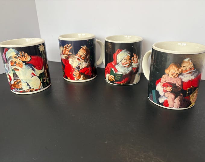Vintage Set of 4 Coca Cola Holiday Portrait Stoneware Mugs - Etsy