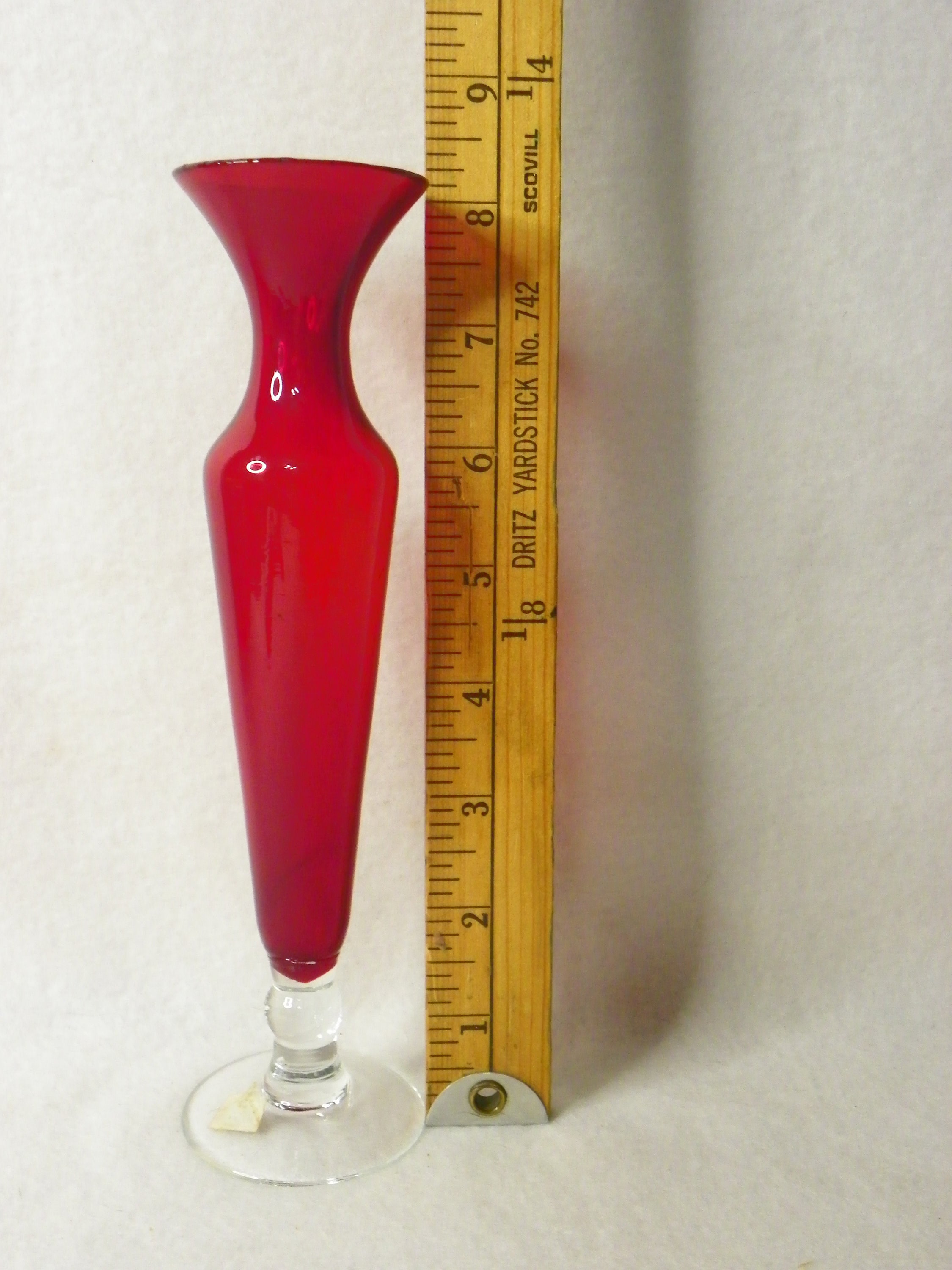 Elegant Ruby Red Bud Vase With Clear Stem by Napco - Etsy