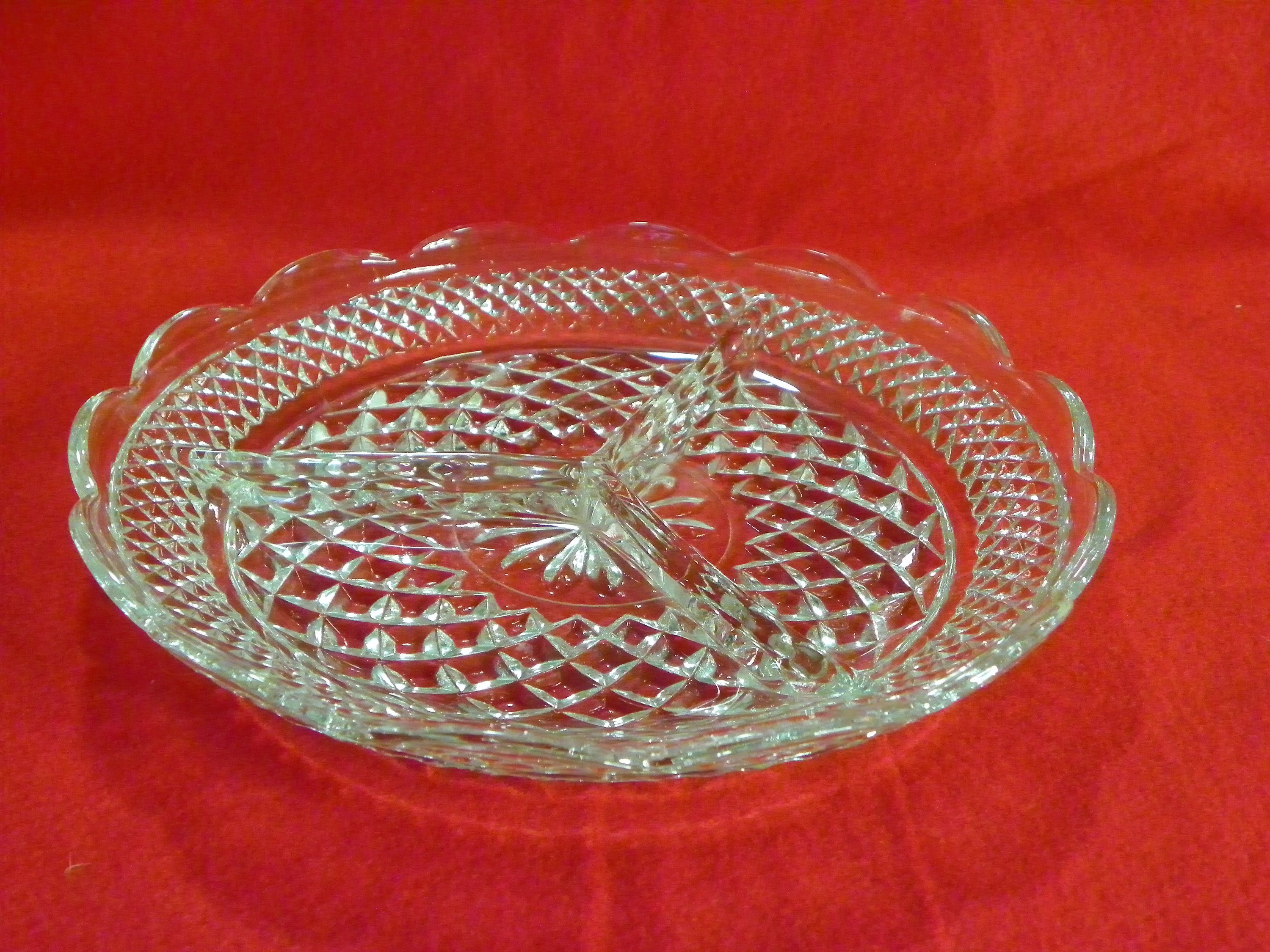 Cut Glass 3 Section Snack or Relish Dish - Etsy