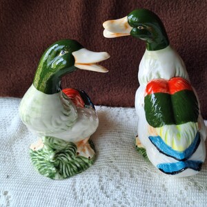 Vintage Pair of K's Collection Hand Painted Ceramic Ducks W Glossy ...