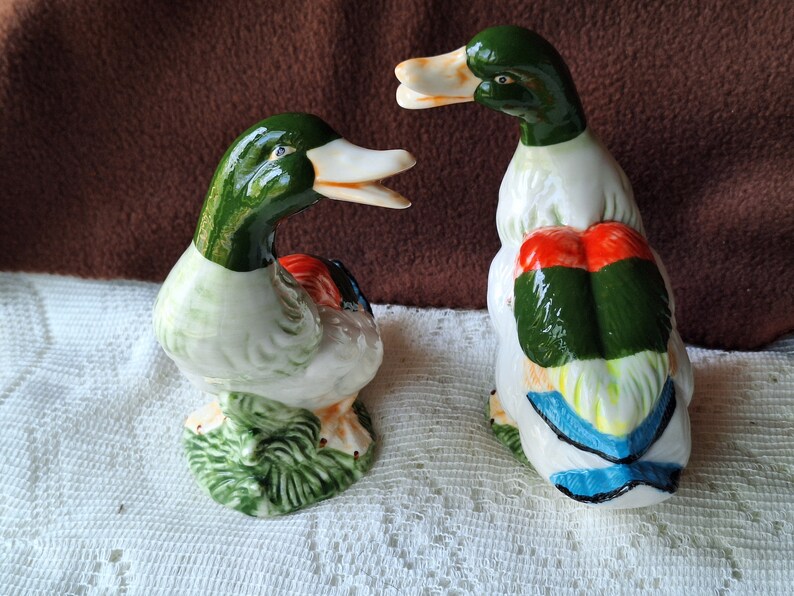 Vintage Pair of K's Collection Hand Painted Ceramic Ducks W Glossy ...