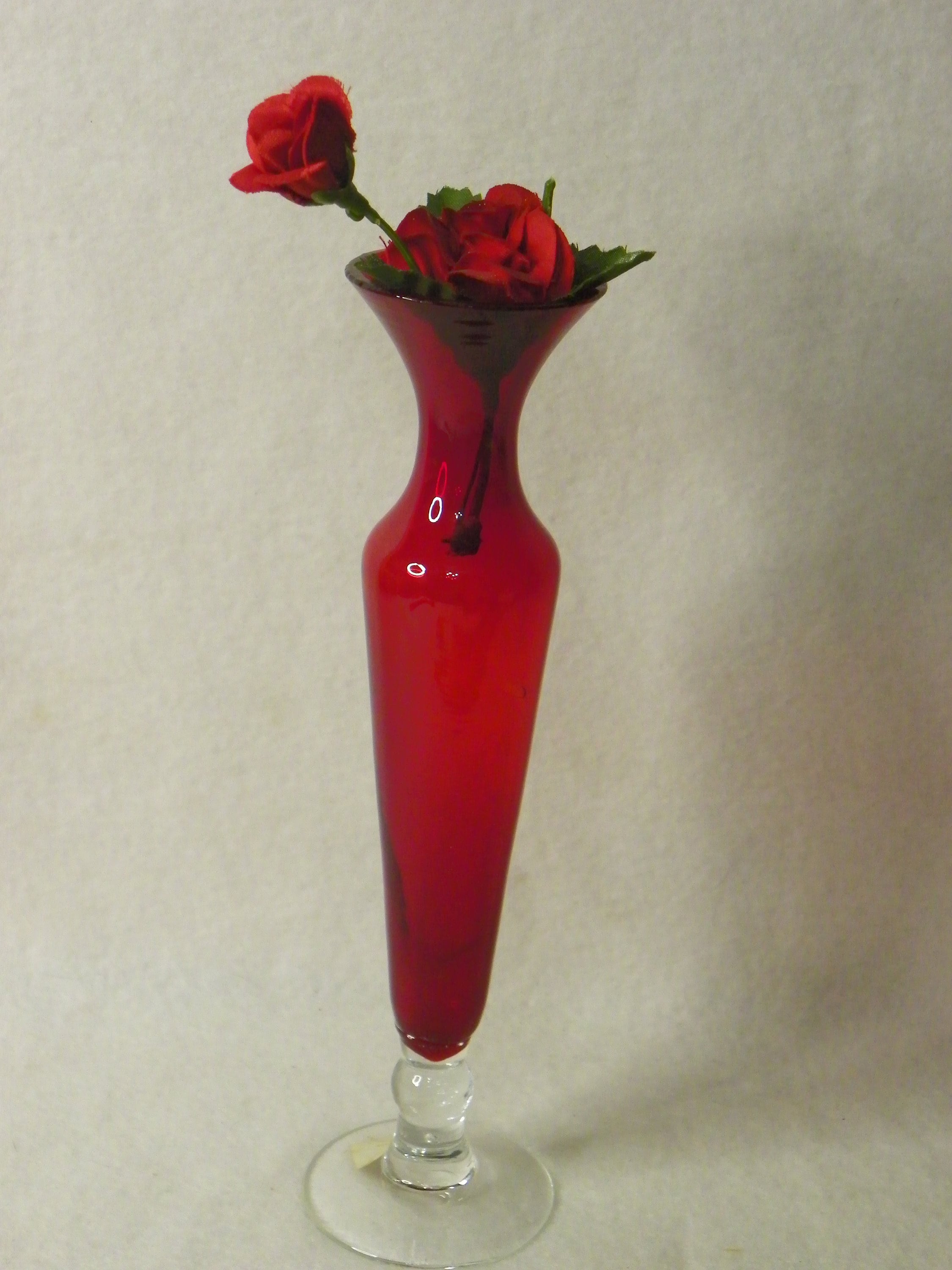 Elegant Ruby Red Bud Vase With Clear Stem by Napco - Etsy