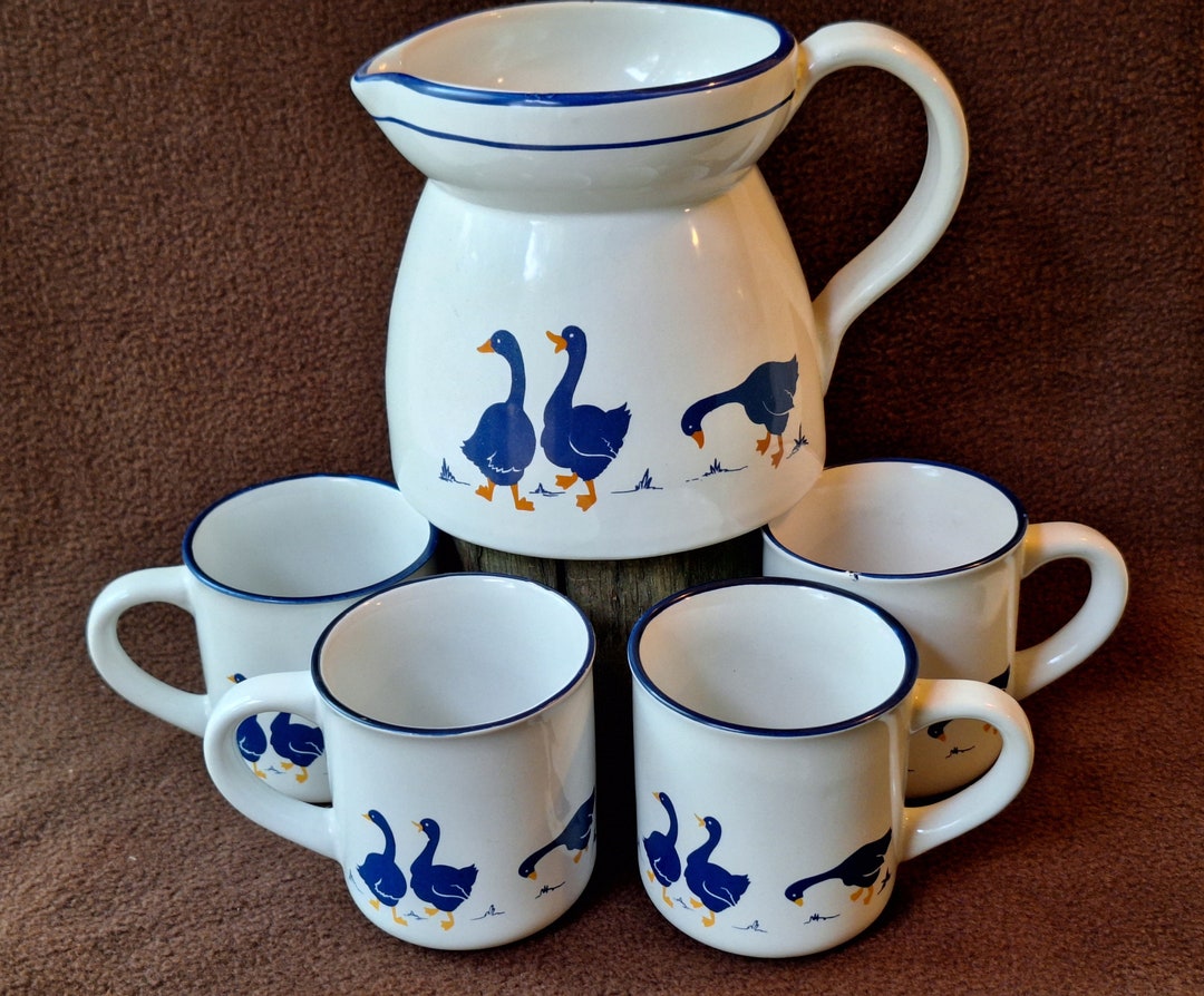 Vintage 1960s Rosenthal Netter Geese Pitcher and Four Coffee Mugs Made ...