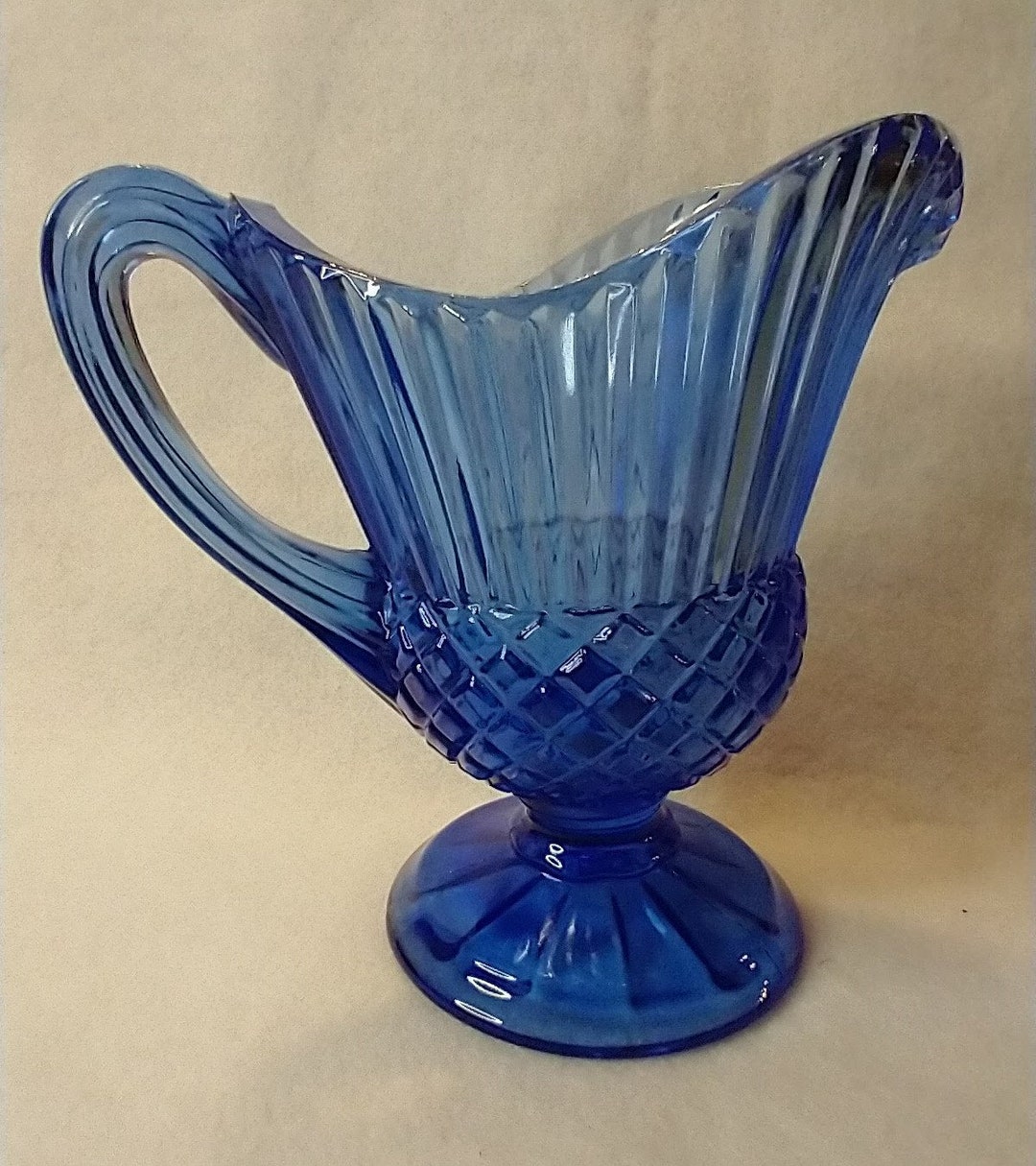 Avon Cobalt Blue Fostoria 1976 Presidential Pitcher With Scene of Mount ...