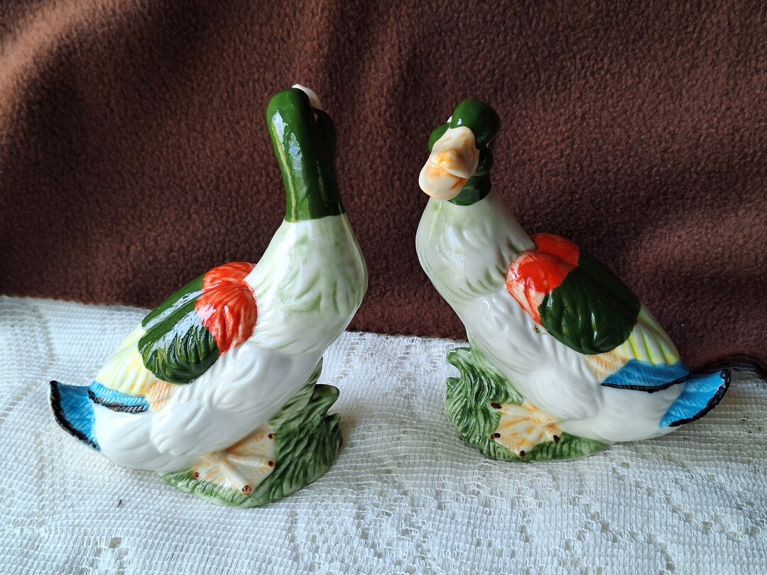 Vintage Pair of K's Collection Hand Painted Ceramic Ducks W Glossy ...