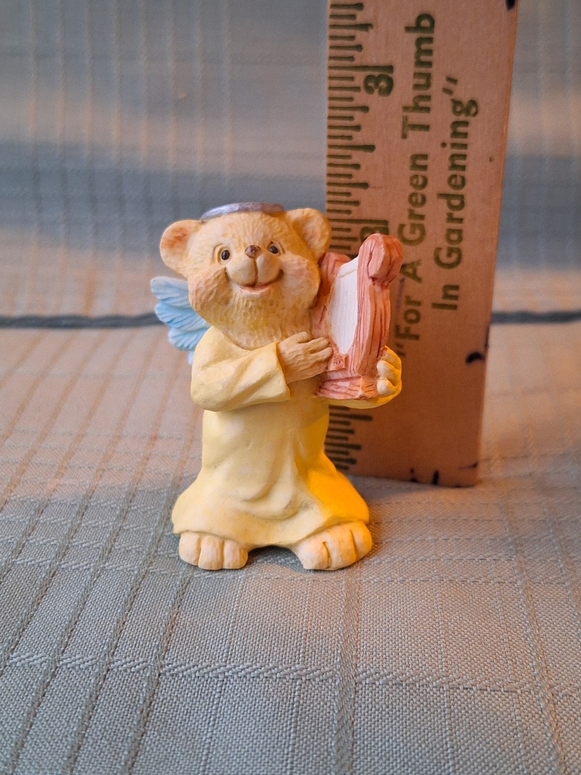 Porcelain Angel Figurine Set: Teddy Bear Harpist & Shelf Angel - Etsy