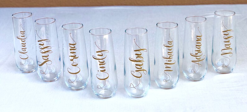 Personalized Stemless Champagne Flutes - Etsy