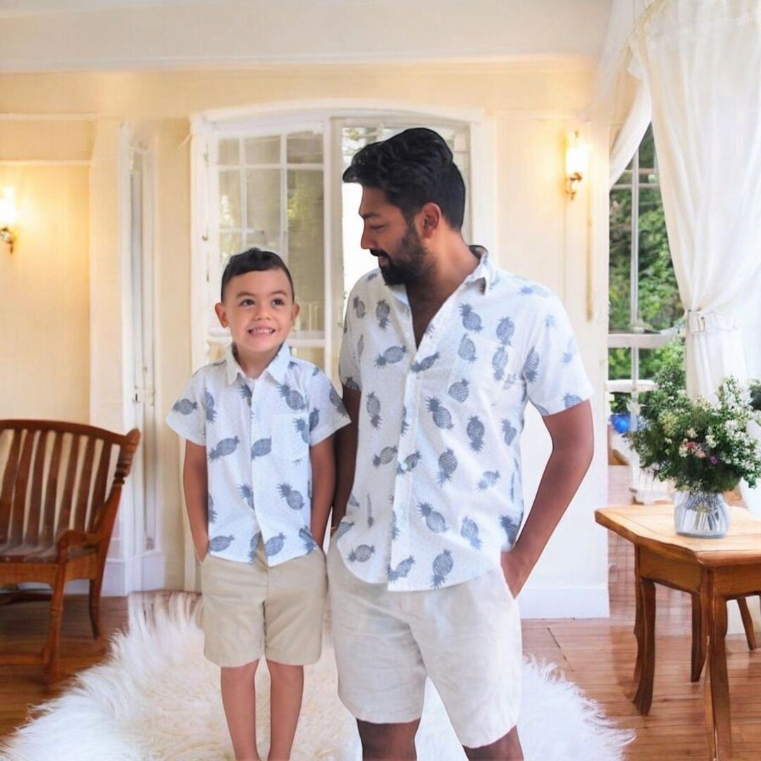 Father and Son Matching Shirts - White Pineapple, Father and Son Outfit ...