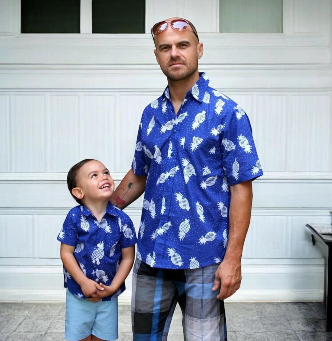 Father and Son Matching Shirts - Blue Pineapple, Father and Son Outfit ...