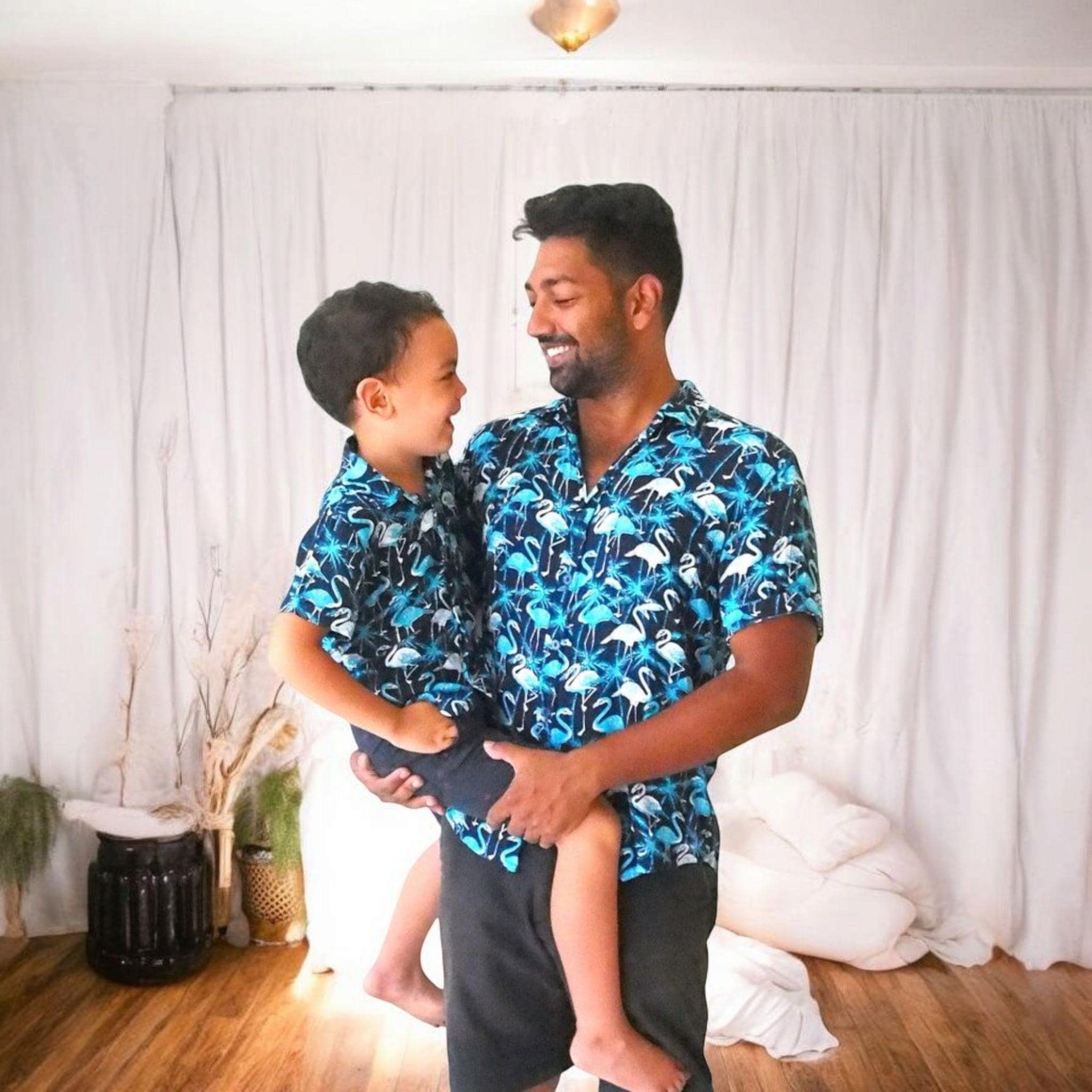 Father and Son Matching Shirts - Blue Flamingo, Father and Son Outfit ...