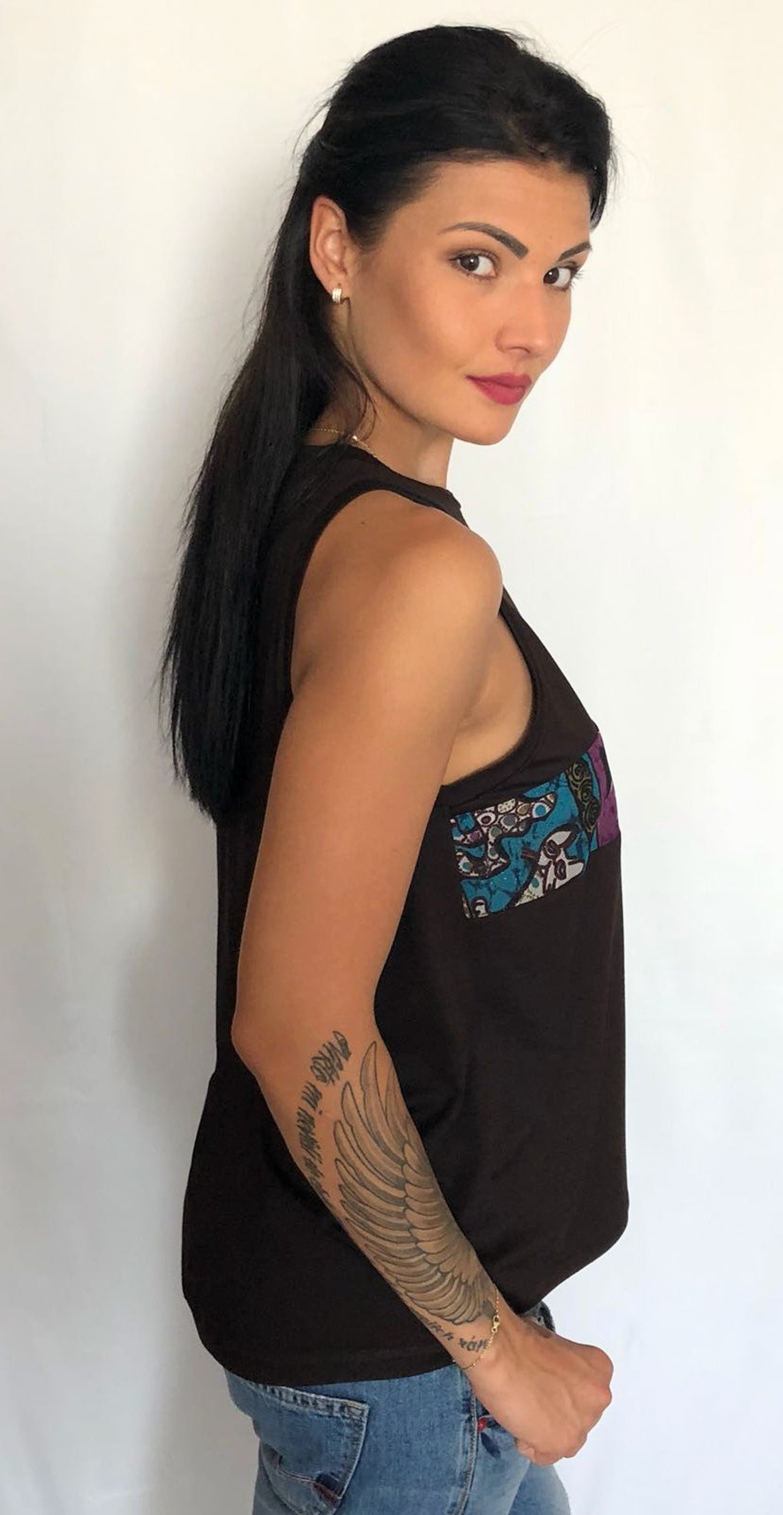 Dark Brown Tank Top With Aplication Size M - Etsy