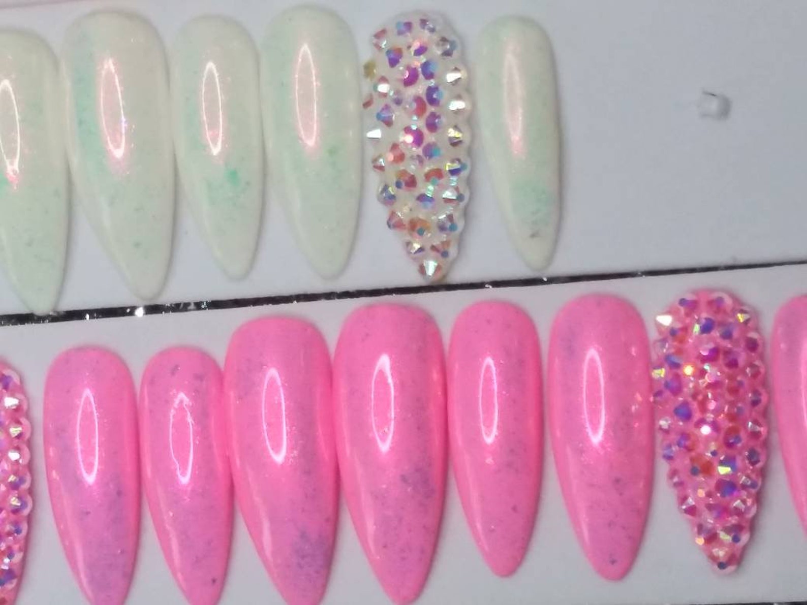 Mermaid Bling Nails W/ Opal Chrome Flakes and Iridescent Crystals FREE ...