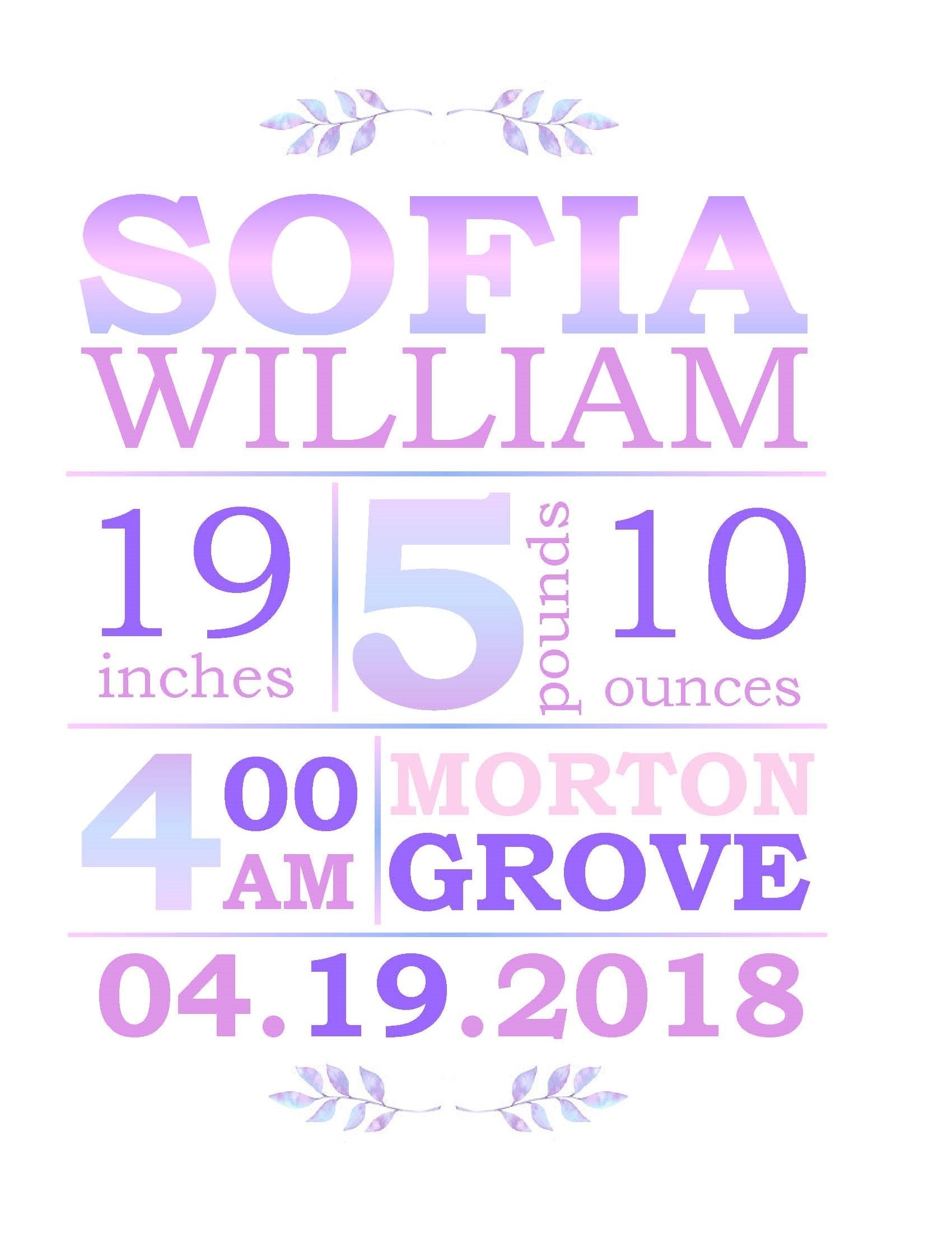 CUSTOM Birth Announcement, Birth Stat, Birth Stats Sign, Birth Details ...