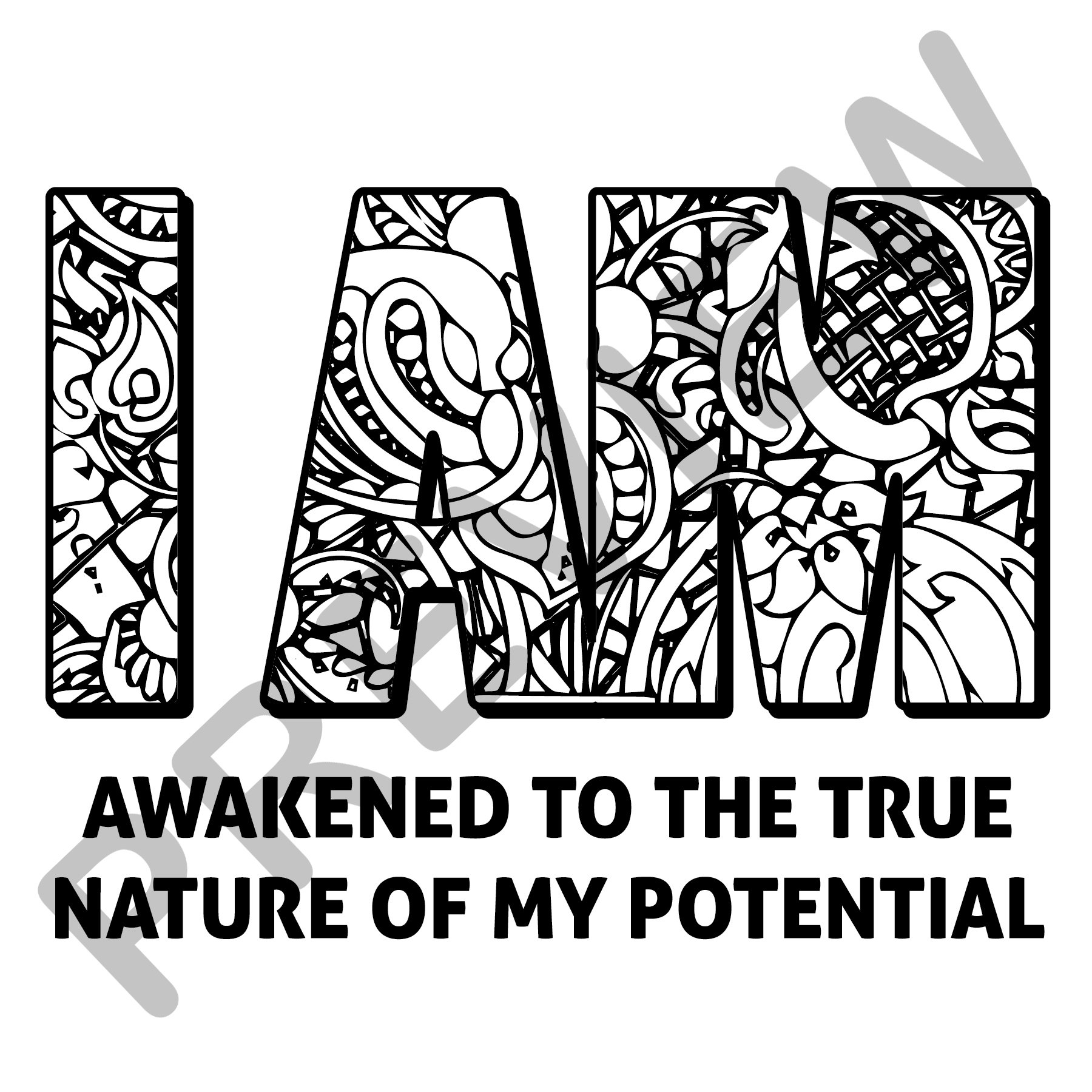 Black and White Printable Art I AM Awakened to the True Nature of My ...