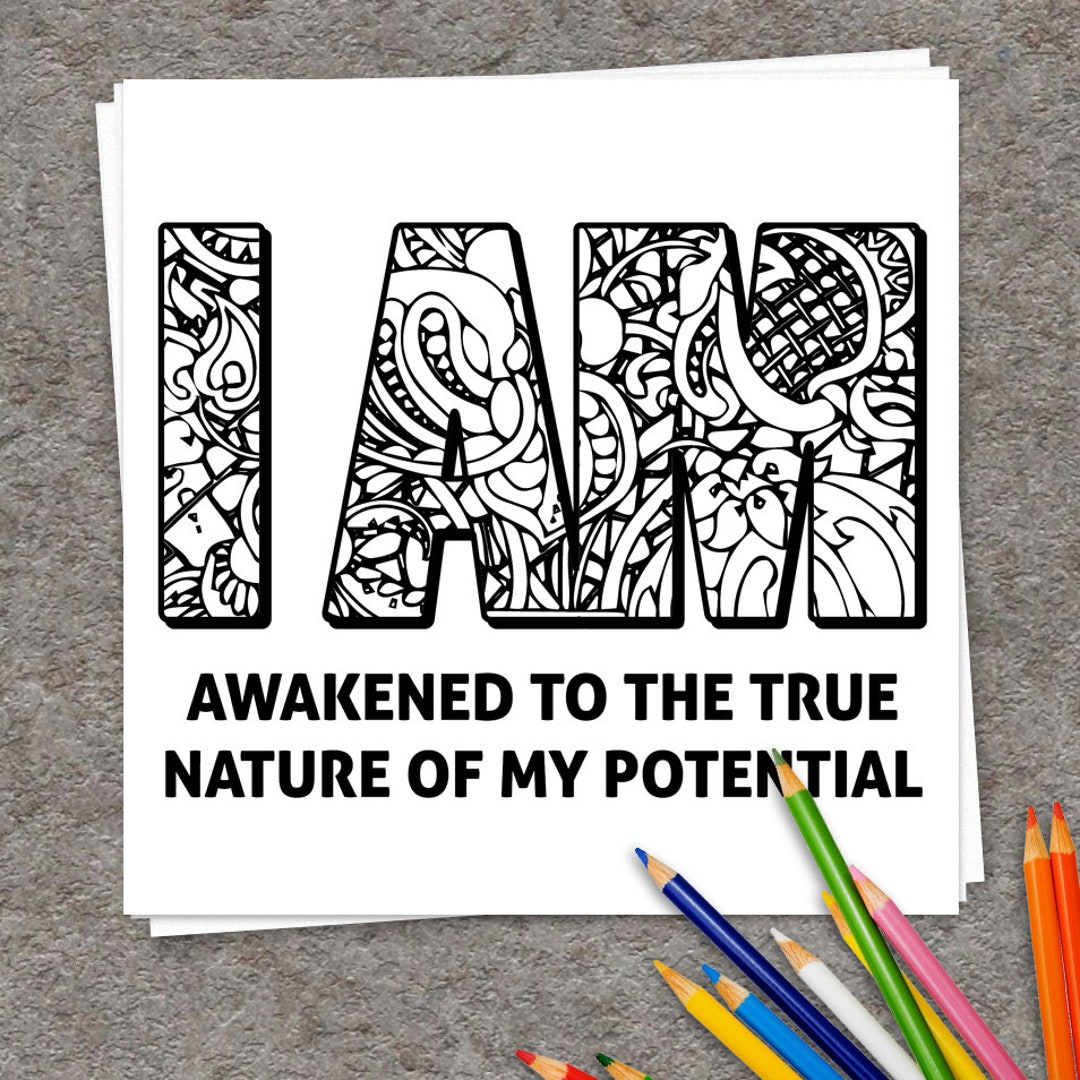 Black and White Printable Art I AM Awakened to the True Nature of My ...