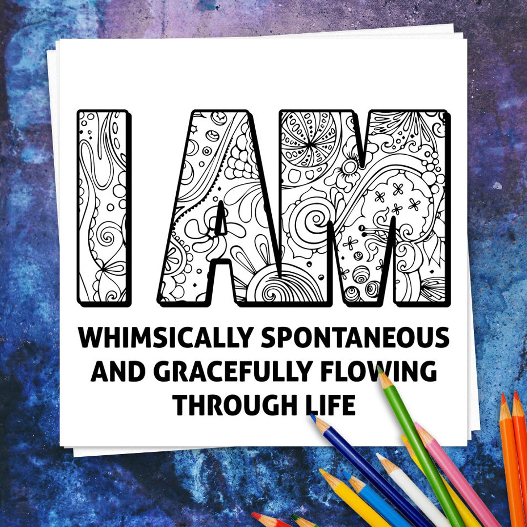 Affirmation, Coloring Page, Digital Download, Spiritual Gift, Printable ...