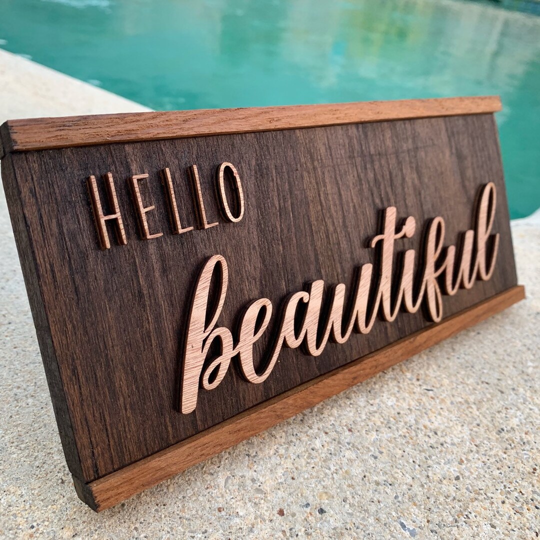 Teak hello Beautiful Home/office Decor for wall or Desk. Dimensions: 9. ...