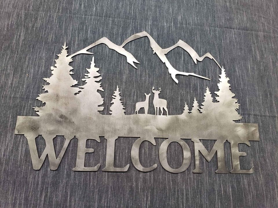 Deer Mountain Scene Welcome Sign - Etsy