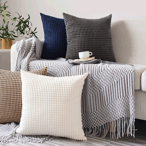 Solid Color Throw Pillow Cover / Corduroy Throw Pillows / Soft | Etsy