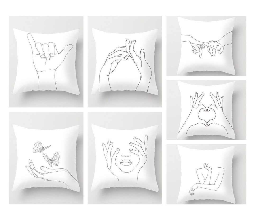 White Stick Figure Pillow Covers 16 X 16 18 X 18 20 X - Etsy