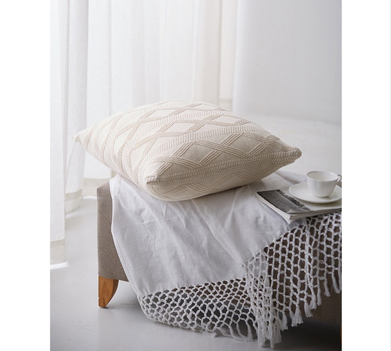 Cream Knitted Pillow Covers 20 x 20Throw Pillow Casesfor | Etsy