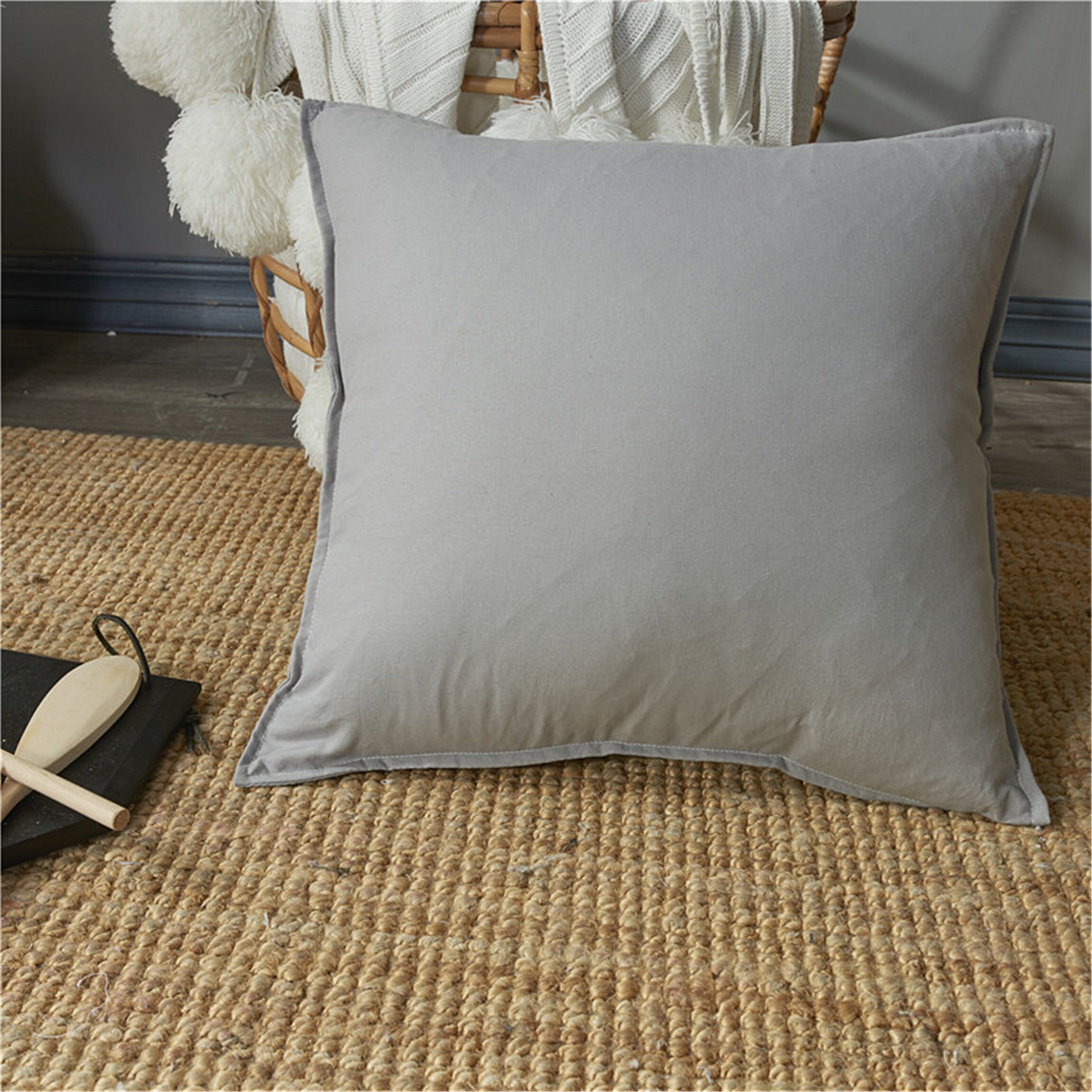 Solid color edging Throw Pillow covers 18 x 18Gray series | Etsy